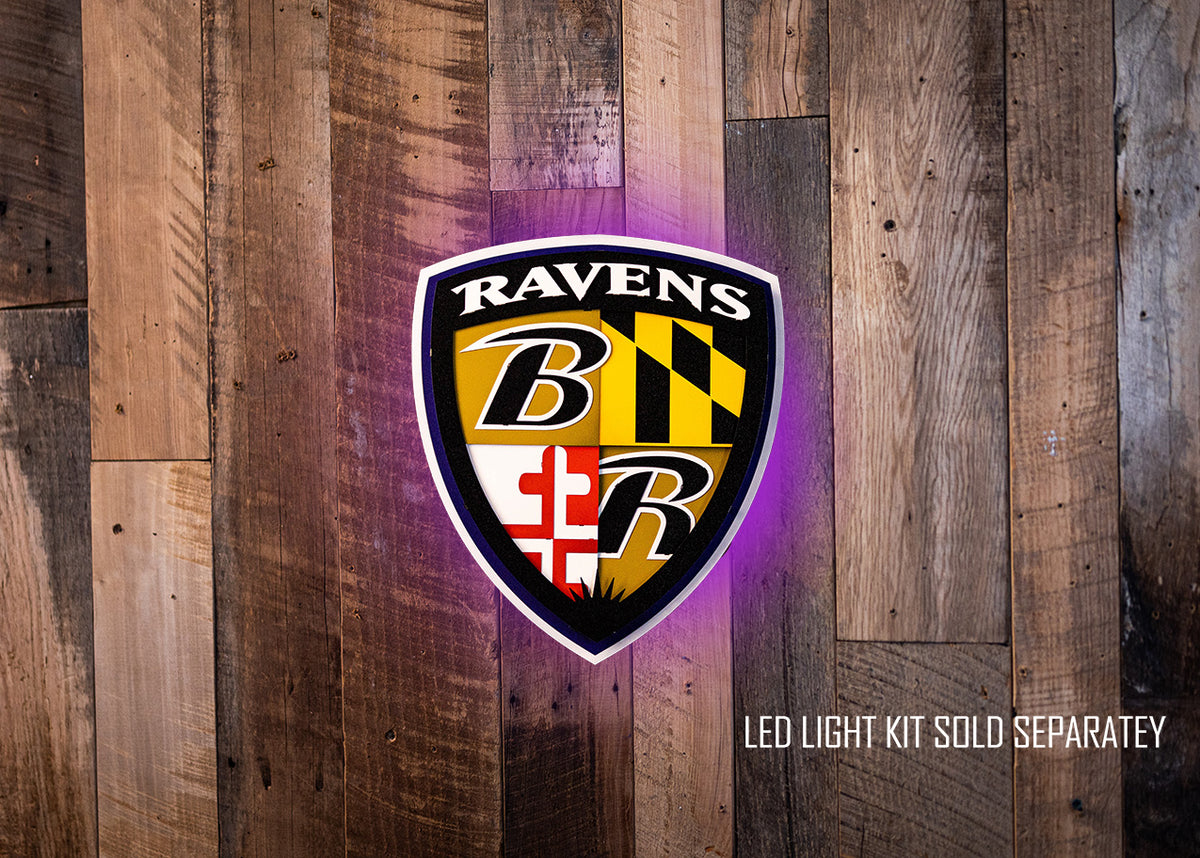 Baltimore Ravens "Shield" 3D Vintage Metal Wall Art – Hex Head Art