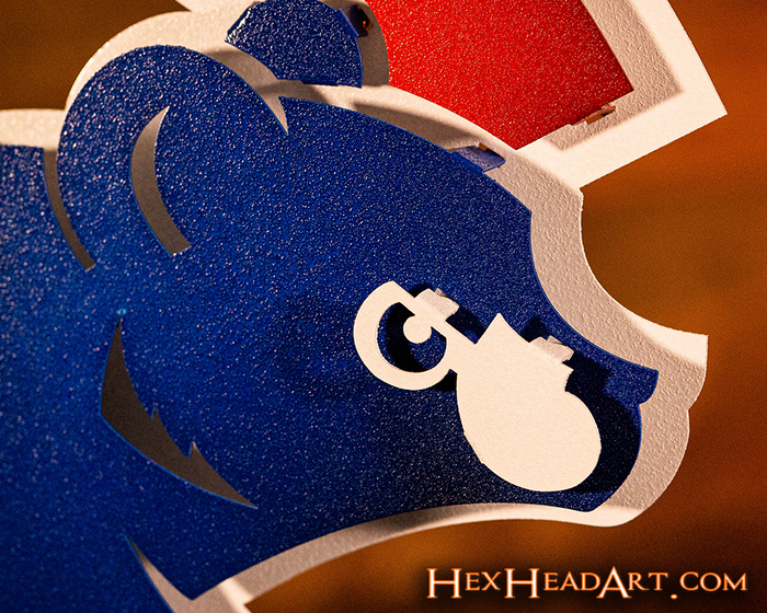Chicago Cubs "Walking Cub" Logo 3D Metal Artwork 22" – Hex Head Art