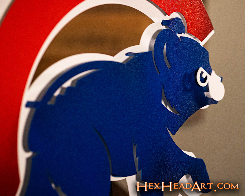Chicago Cubs "Walking Cub" Logo 3D Metal Artwork 22" – Hex Head Art