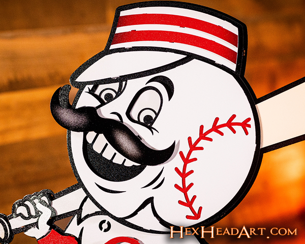 Cincinnati Reds Mr. Red 3D Metal Artwork – Hex Head Art