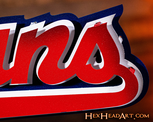 Cleveland Indians Script Logo 3D Metal Artwork – Hex Head Art
