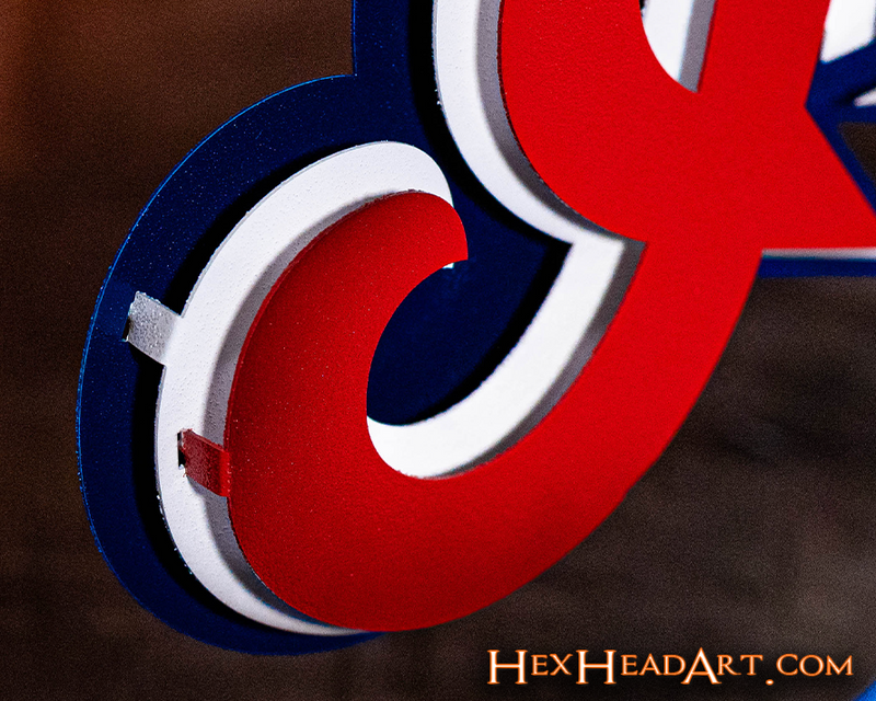 Cleveland Indians Script Logo 3D Metal Artwork – Hex Head Art