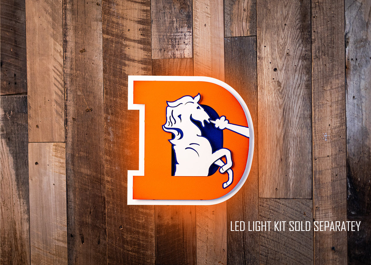 Denver Broncos Retro 1993-96 "D" 3D Vintage Metal Wall Art – Hex Head Art
