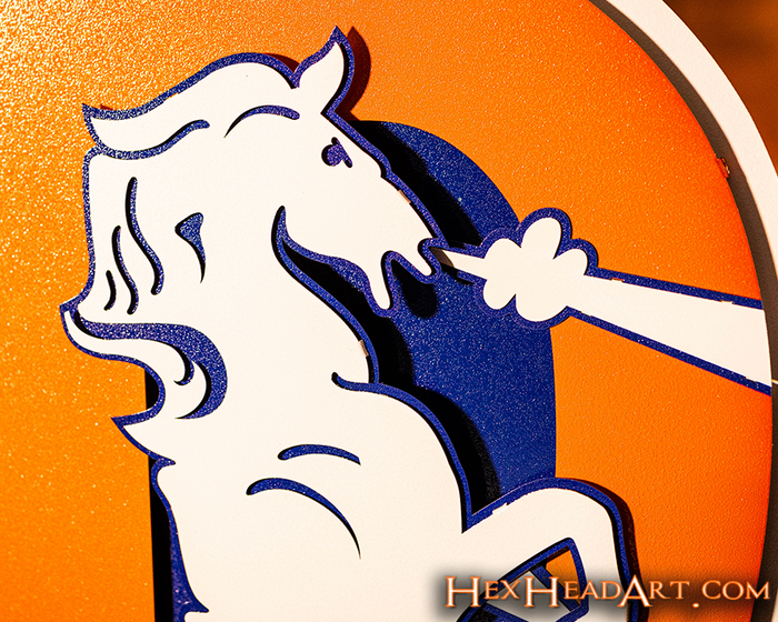 Denver Broncos Retro 1993-96 "D" 3D Vintage Metal Wall Art – Hex Head Art