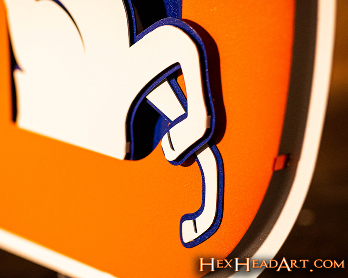 Denver Broncos Retro 1993-96 "D" 3D Vintage Metal Wall Art – Hex Head Art