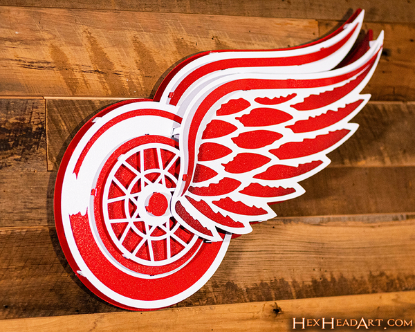Detroit Red Wings 3D Vintage 9 LAYER Metal Wall Art 24" x 18" – Hex ...