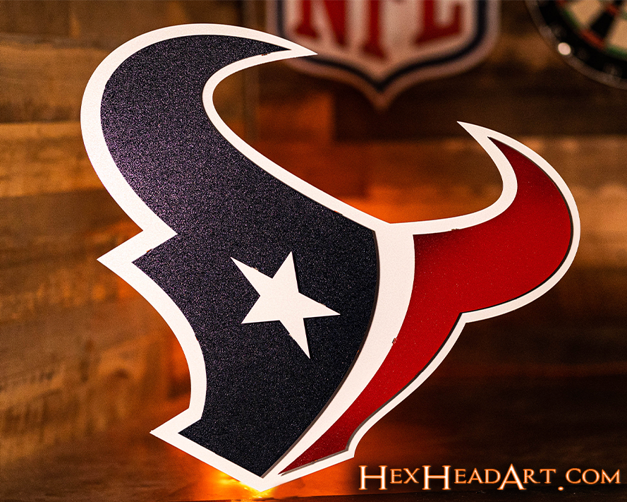 Houston Texans 3D Vintage Metal Wall Art - Hex Head Art