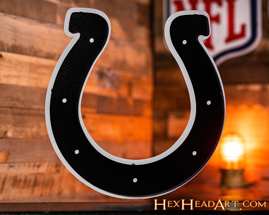 Indianapolis Colts Horseshoe 3D Vintage Metal Wall Art - Hex Head Art