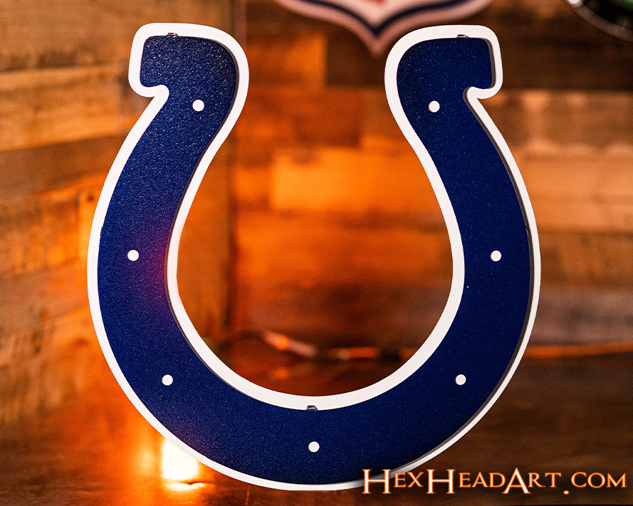 Indianapolis Colts Horseshoe 3D Vintage Metal Wall Art - Hex Head Art