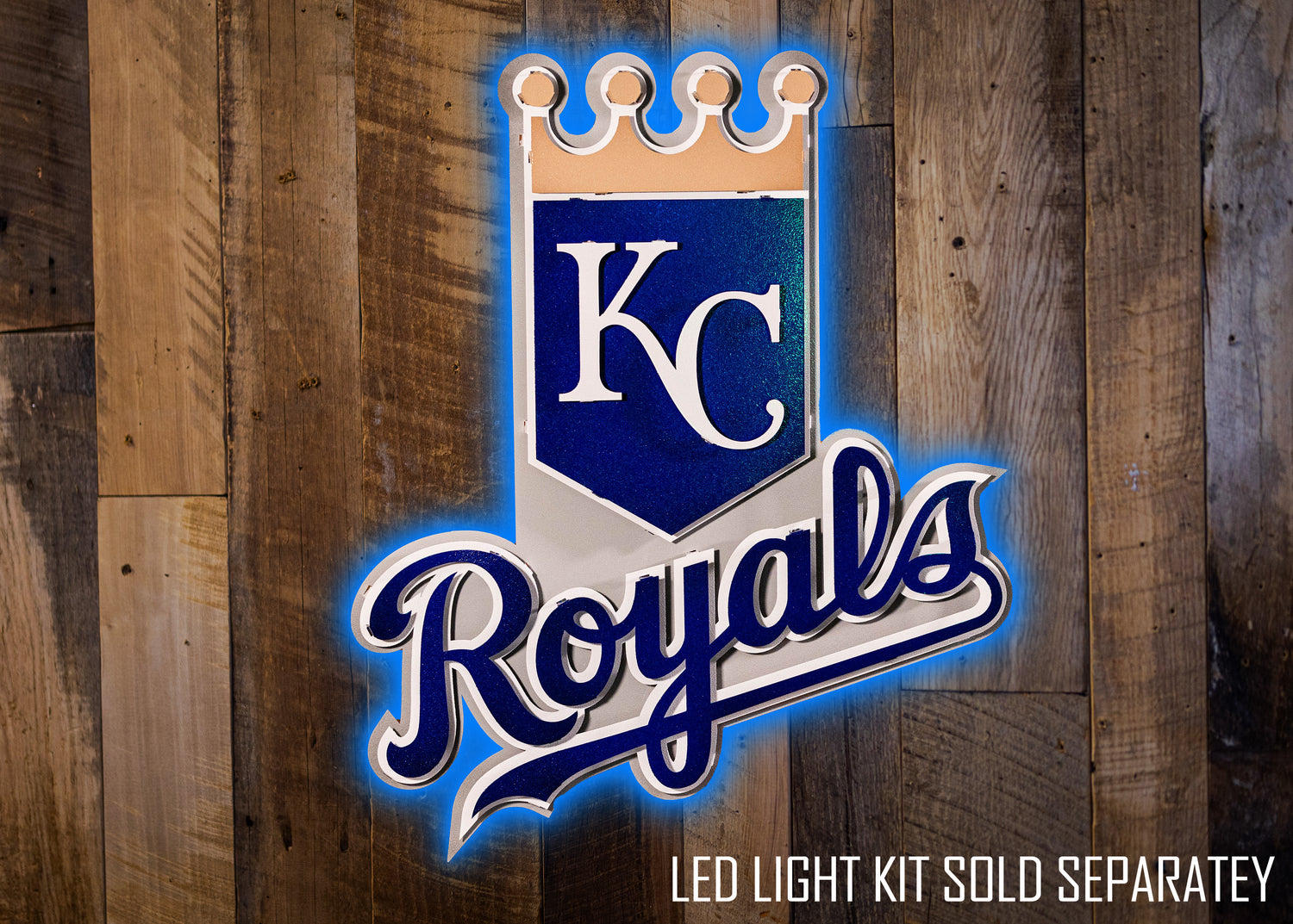 Kansas City Royals Crest 3D Metal Artwork – Hex Head Art