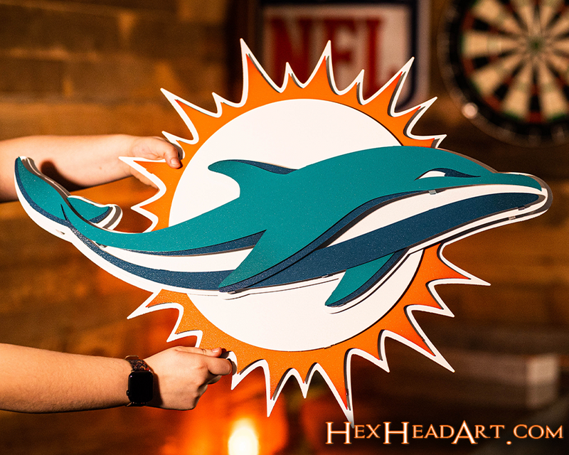 Miami Dolphins 3D Vintage Metal Wall Art - Hex Head Art