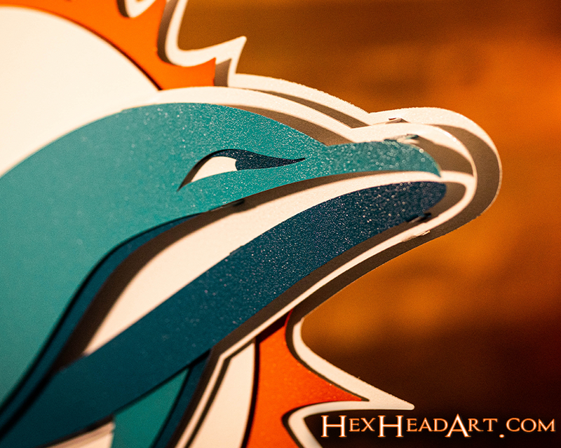 Miami Dolphins 3D Vintage Metal Wall Art - Hex Head Art