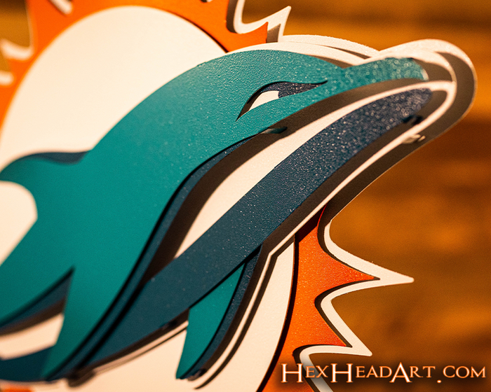 Miami Dolphins 3D Vintage Metal Wall Art - Hex Head Art
