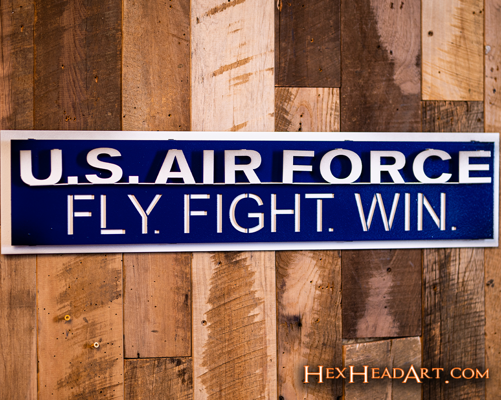 United States Air Force USAF "FLY-FIGHT-WIN" 3D Metal Wall Art – Hex ...