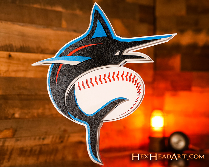 Miami Marlins Metal Wall Art | Hex Head Art