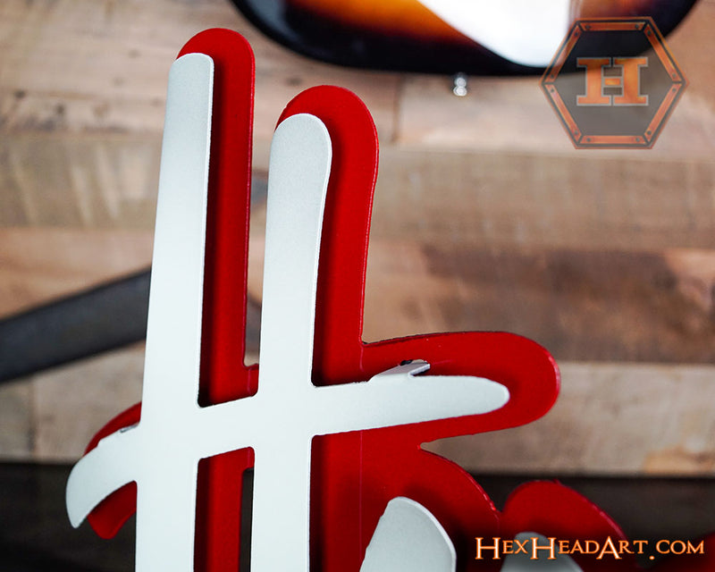 Nebraska "HUSKERS" White Script 3D Vintage Metal Wall Art - Hex Head Art