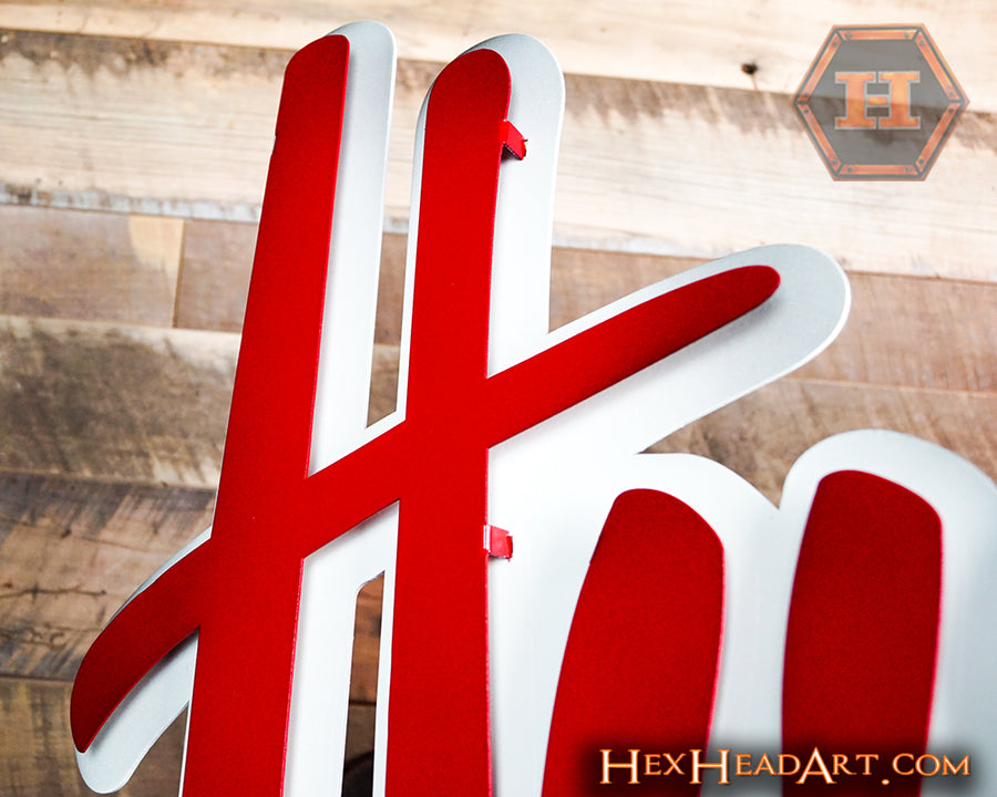 Nebraska "HUSKERS" RED Script 3D Vintage Metal Wall Art - Hex Head Art