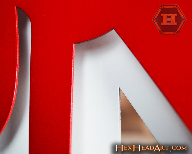 Nebraska "HUSKERS" RED Script 3D Vintage Metal Wall Art - Hex Head Art