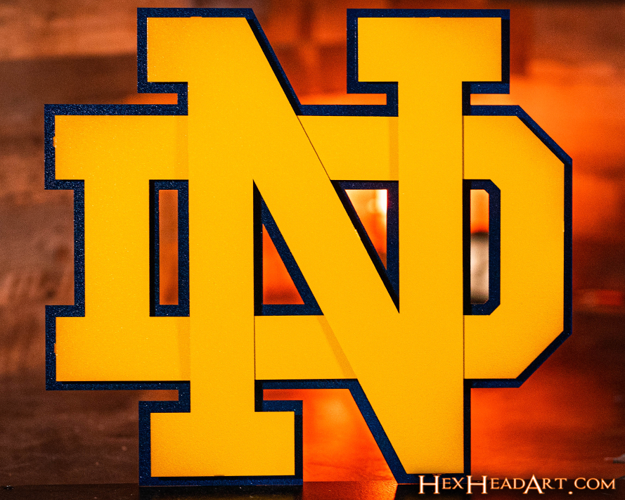 Notre Dame Fighting Irish Interlocking GOLD "ND" 3D Vintage Wall Art ...