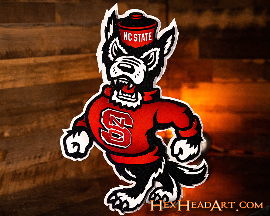 North Carolina State Wolfpack "Mr. WUF" 3D Vintage Metal Wall Art – Hex ...