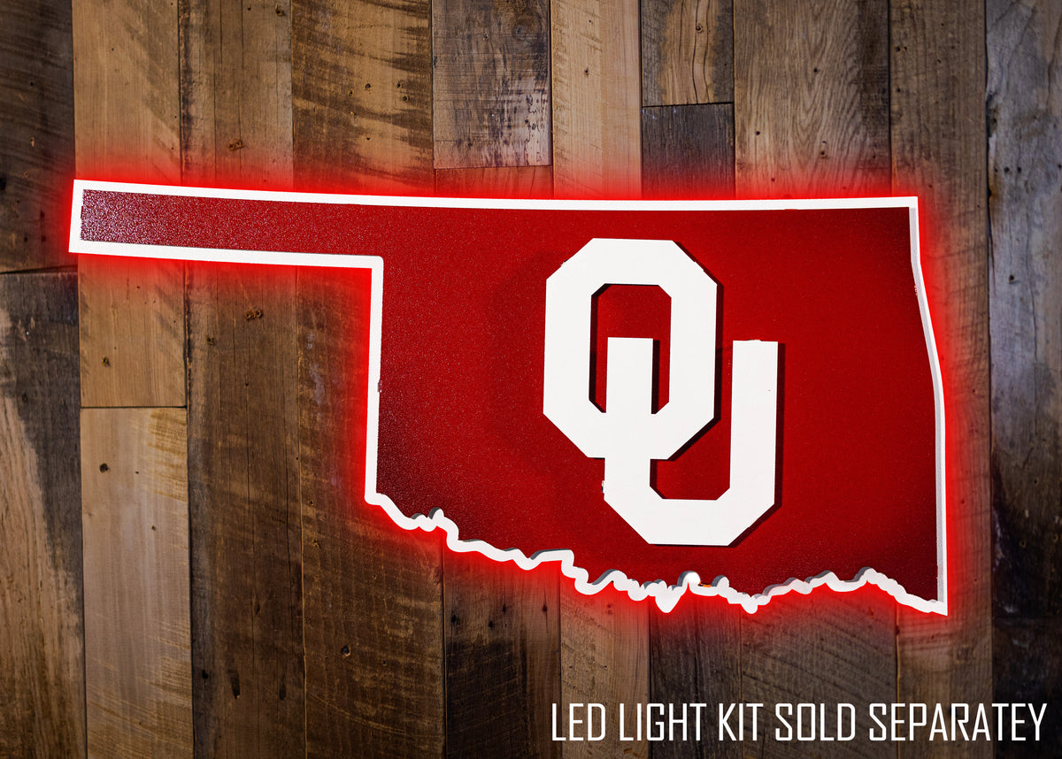 Oklahoma Sooners "OU on State" Vintage 3D Metal Art – Hex Head Art