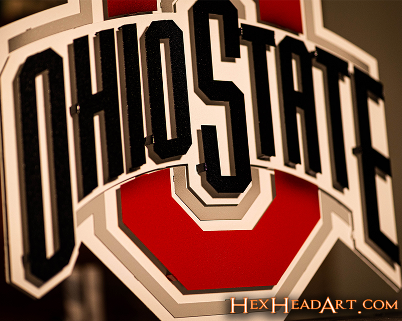 The Ohio State University 3D Metal Artwork 22" x 22" – Hex Head Art