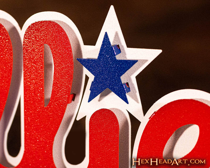 Philadelphia Phillies Script 3D Metal Artwork – Hex Head Art