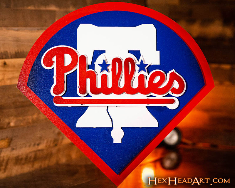 Philadelphia Phillies Crest 3D Metal Artwork – Hex Head Art