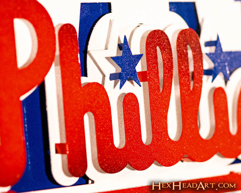 Philadelphia Phillies Crest 3D Metal Artwork – Hex Head Art