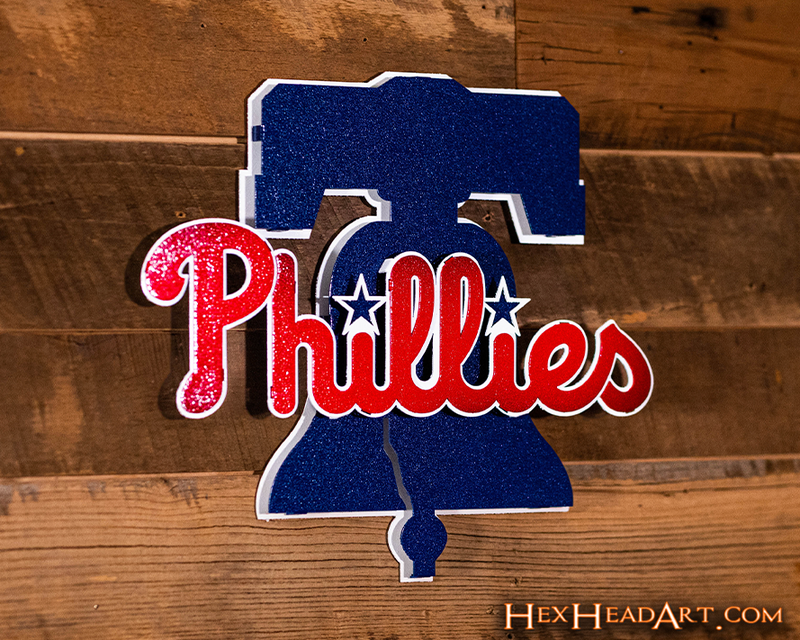 Philadelphia Phillies Crest 3D Metal Artwork – Hex Head Art