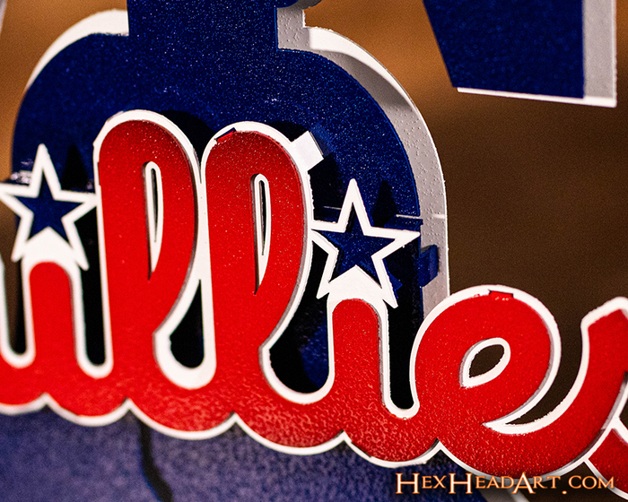 Philadelphia Phillies Crest 3D Metal Artwork – Hex Head Art