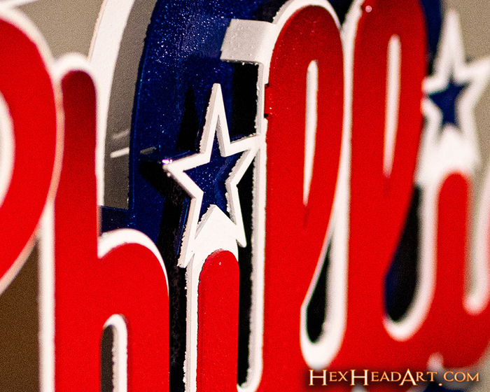 Philadelphia Phillies Crest 3D Metal Artwork – Hex Head Art