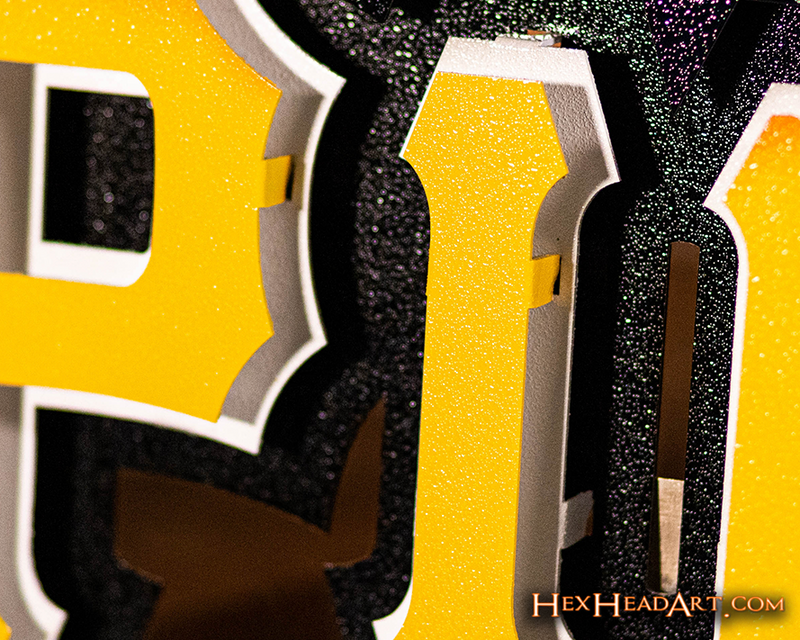 Pittsburgh Pirates Script Logo 3D Metal Artwork – Hex Head Art