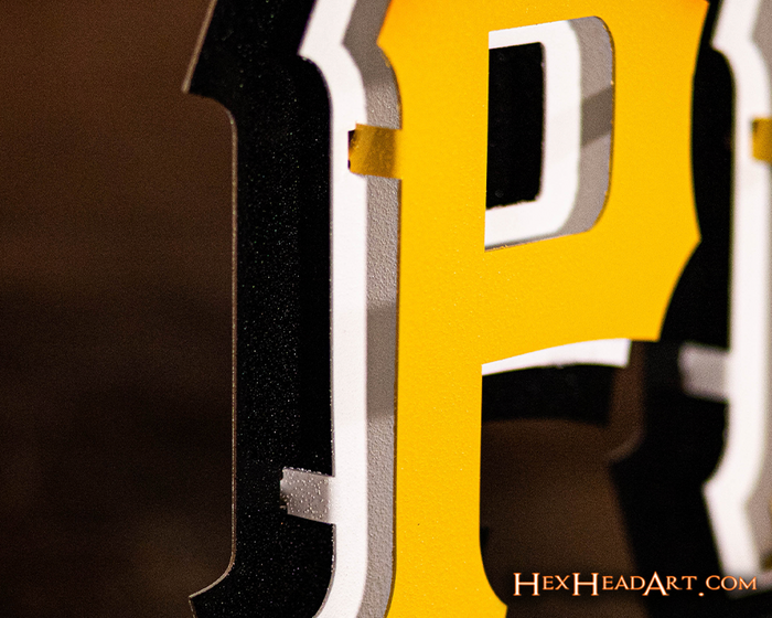 Pittsburgh Pirates Script Logo 3D Metal Artwork – Hex Head Art