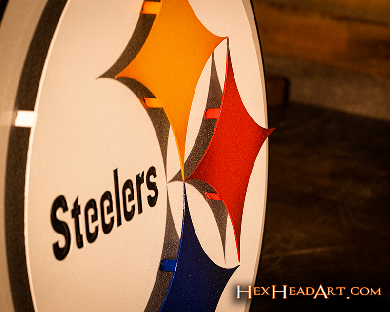Pittsburgh Steelers "Steelmark" 3D Vintage Metal Wall Art – Hex Head Art
