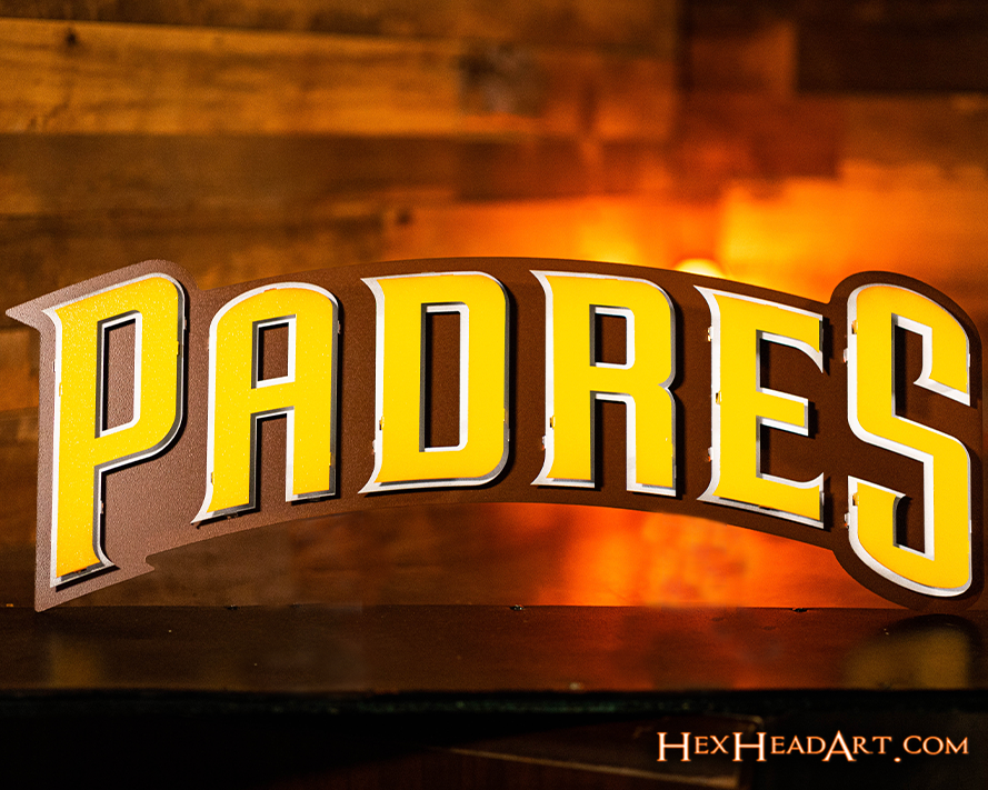 San Diego Padres 3 Layer "PADRES" 3D Vintage Metal Wall Art – Hex Head Art