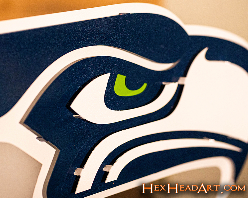 Seattle Seahawks Mascot 3D Vintage Metal Wall Art – Hex Head Art