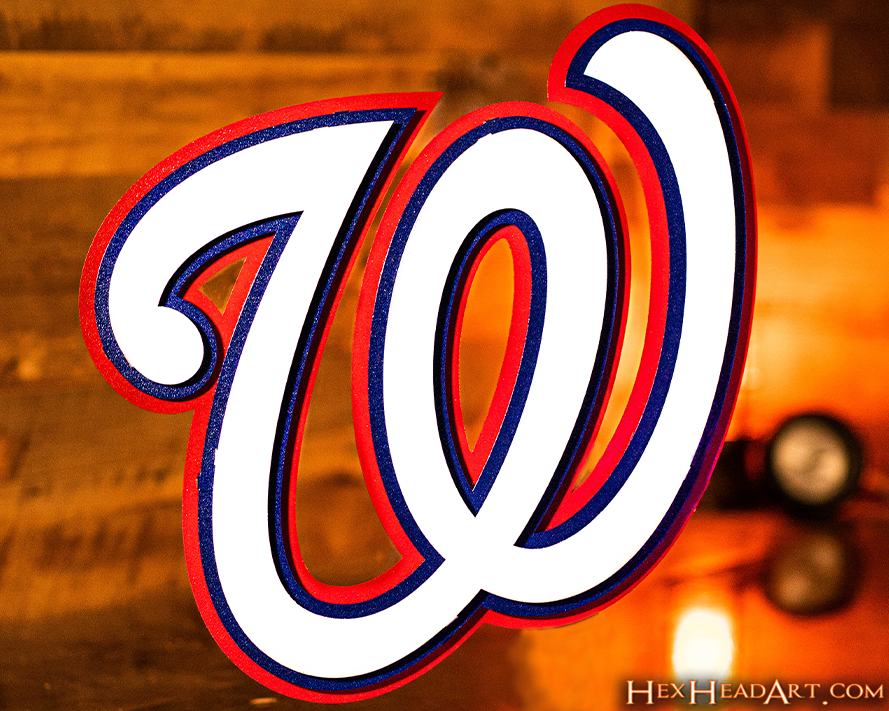 Washington Nationals 3 Layer W 3D Metal Artwork – Hex Head Art
