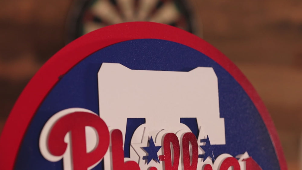 Philadelphia Phillies Crest 3D Metal Artwork – Hex Head Art